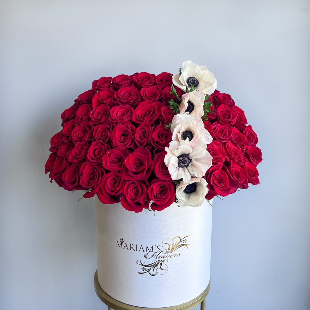 Red Rose Classic with Anemones – Mariams Flowers