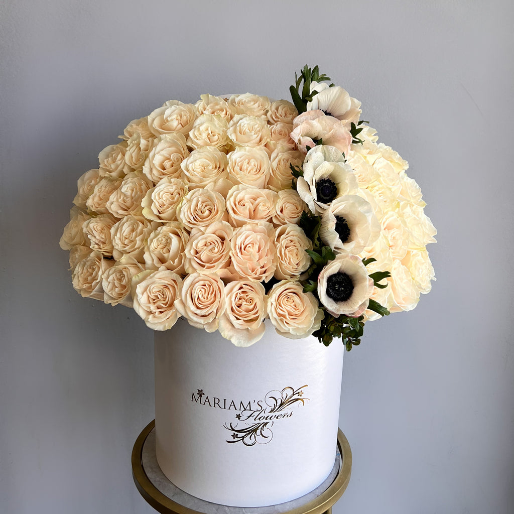 White Rose Classic with Anemones – Mariams Flowers