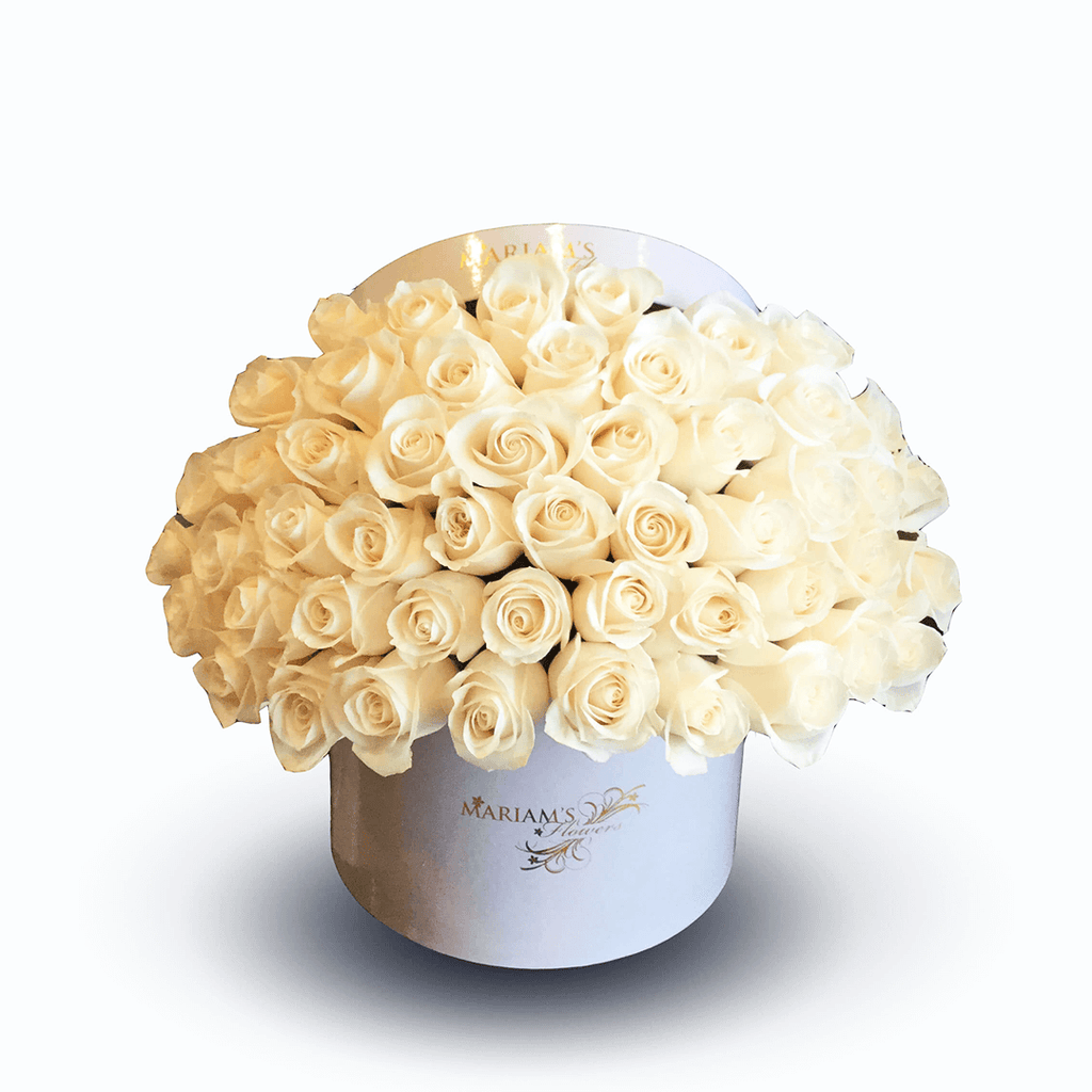 Women's Day White Rose Classic Box – Mariams Flowers