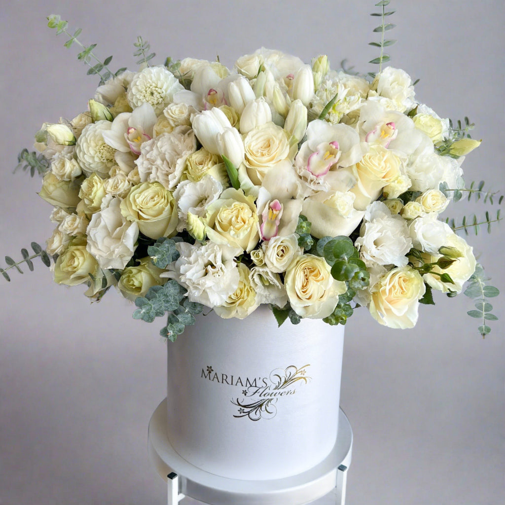 Modern Purity Floral Box Arrangement - Mariams Flowers
